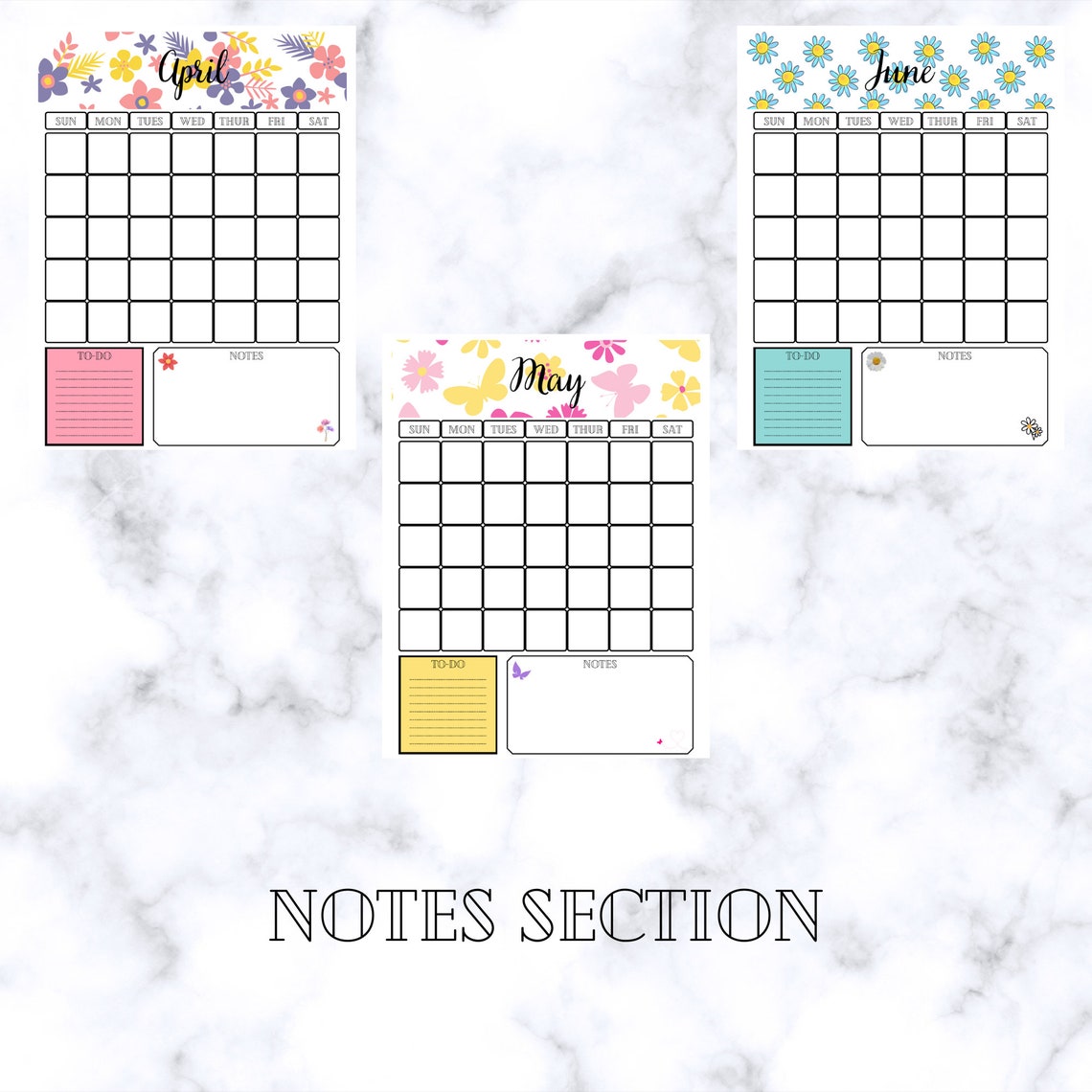Blank 12 Month Printable Calendar | Etsy