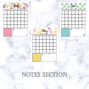 Blank 12 Month Printable Calendar - Etsy