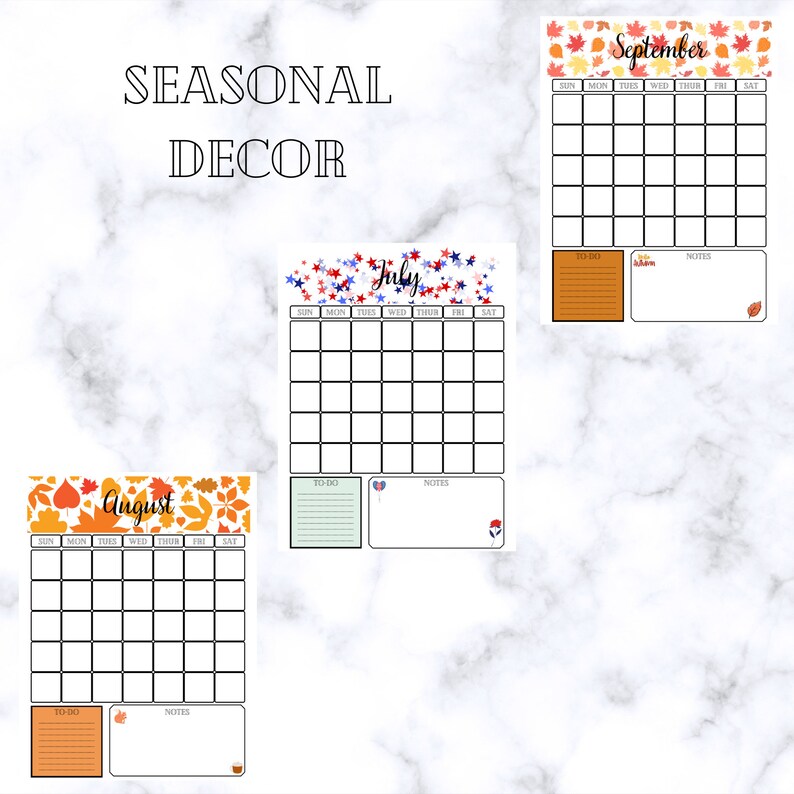 Blank 12 Month Printable Calendar | Etsy