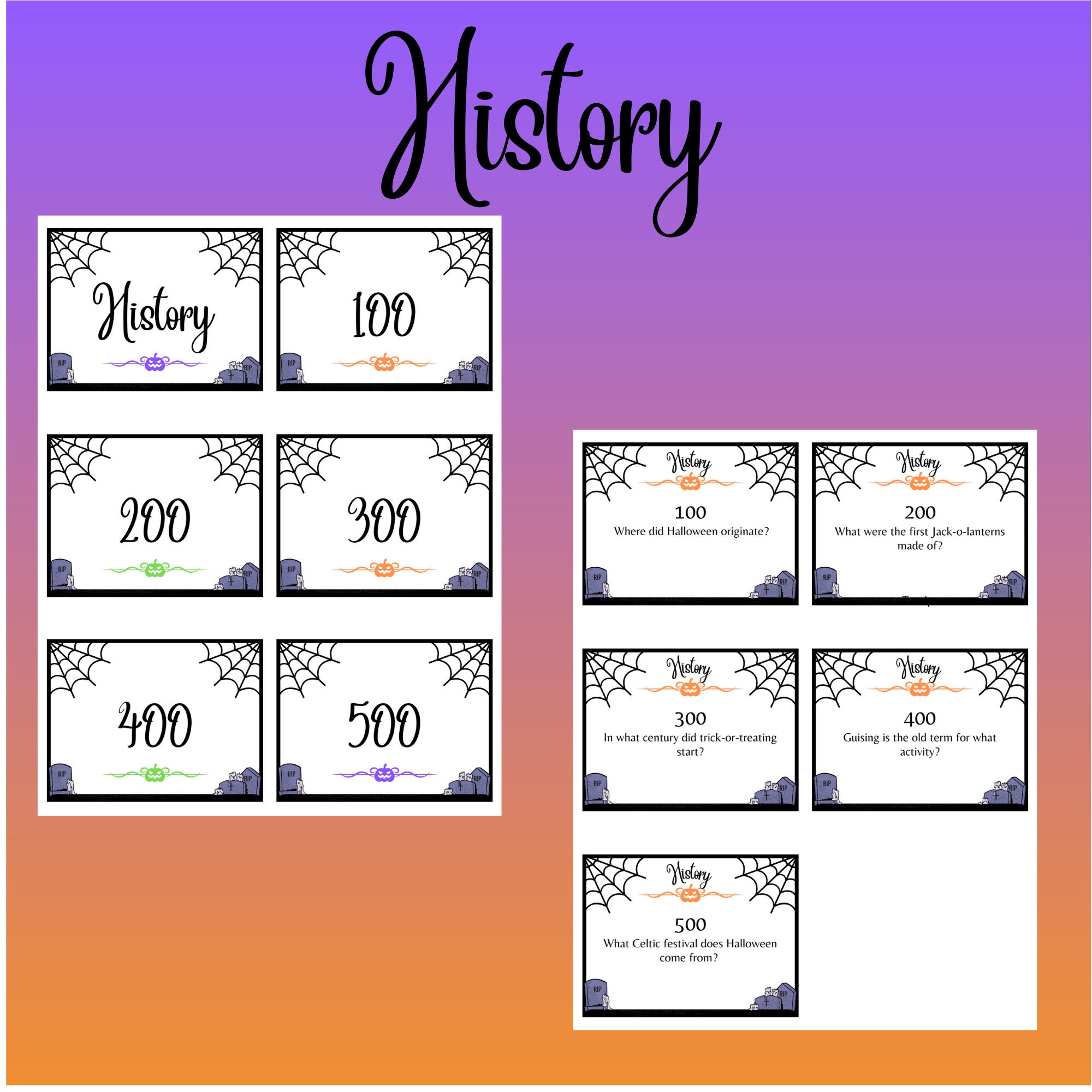 Halloween Jeopardy Printable Party Game - Etsy