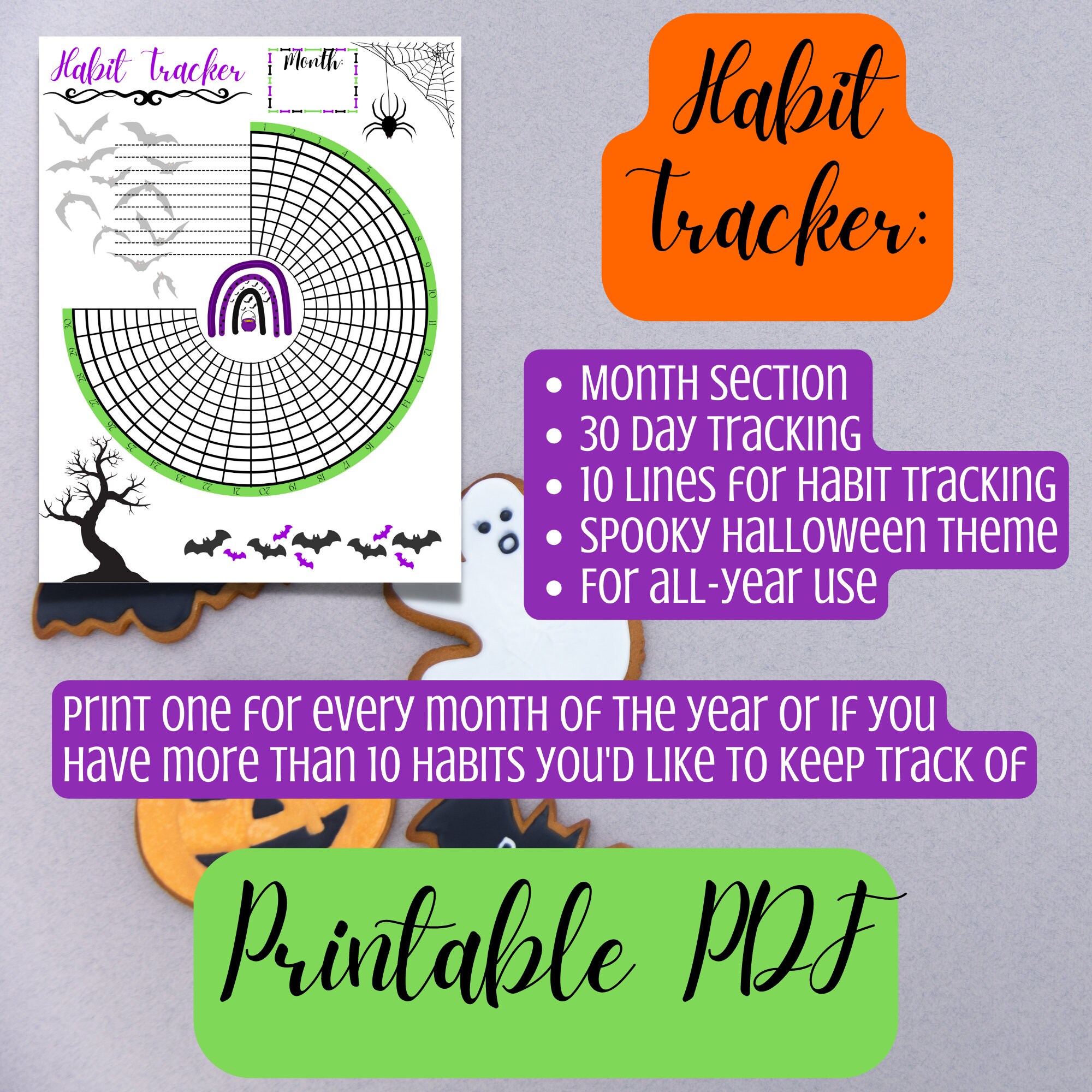 Halloween-themed Habit Tracker Printable Habit Tracker - Etsy