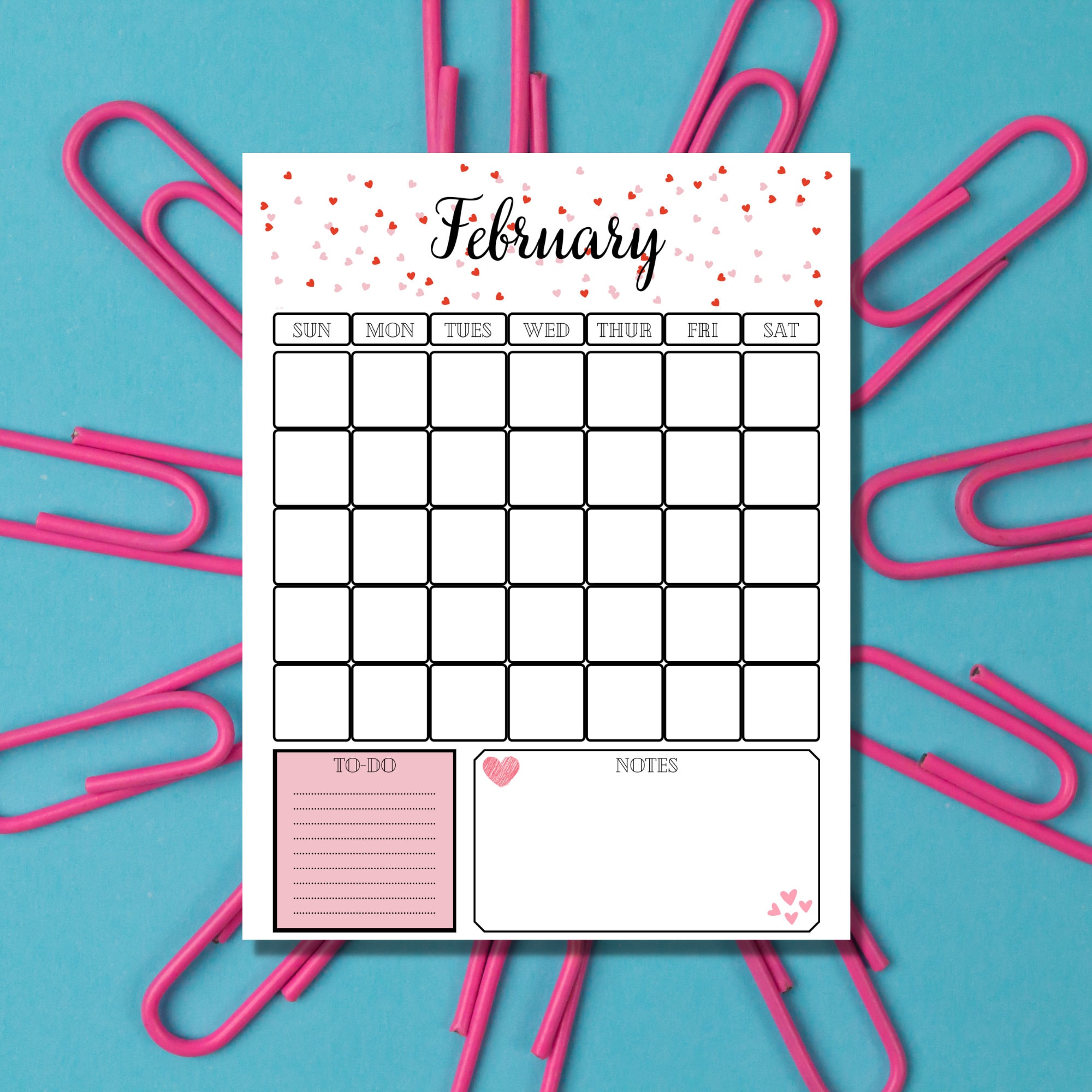 Blank 12 Month Printable Calendar - Etsy