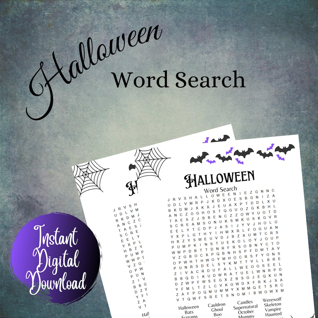 Halloween Bats and Spider Webs Word Search - Etsy