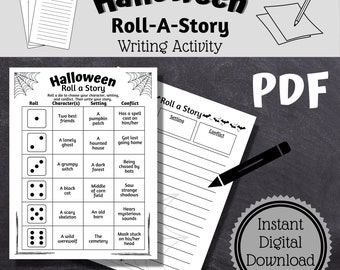 Roll a Story Writing Prompts October Monsters Halloween - Etsy