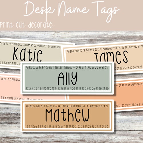 Editable Name Tags for Kids Printable Student Desk Name Plate - Etsy