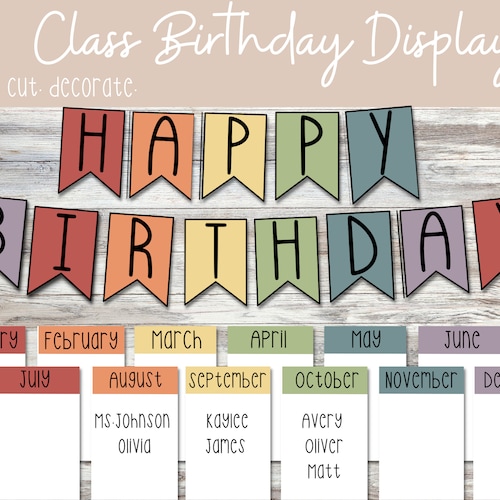 Retro Pastel Birthday Display Happy Classroom Decor - Etsy