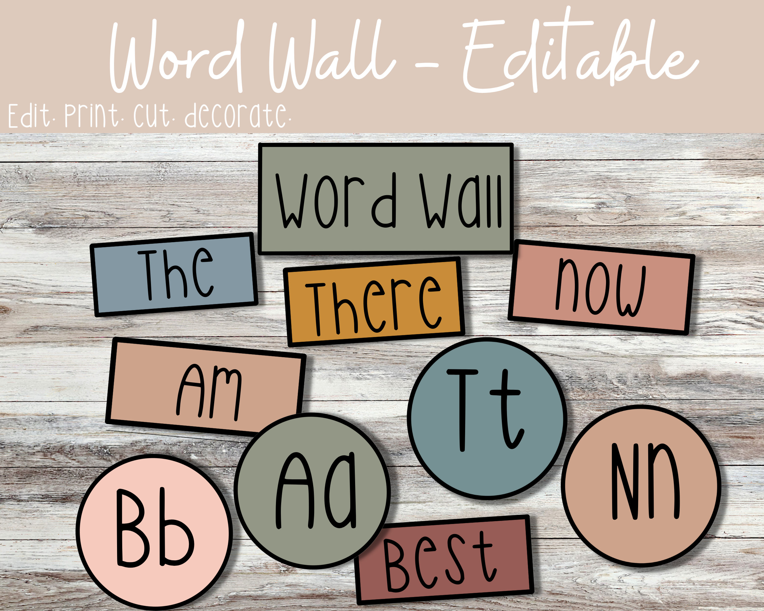 Earth Tones Word Wall Classroom Decor Editable Printable - Etsy