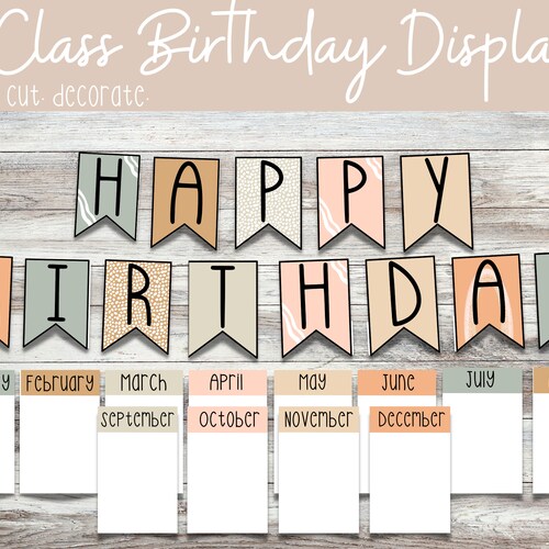 Birthday Display SPOTTY BOHO Classroom Decor Editable - Etsy