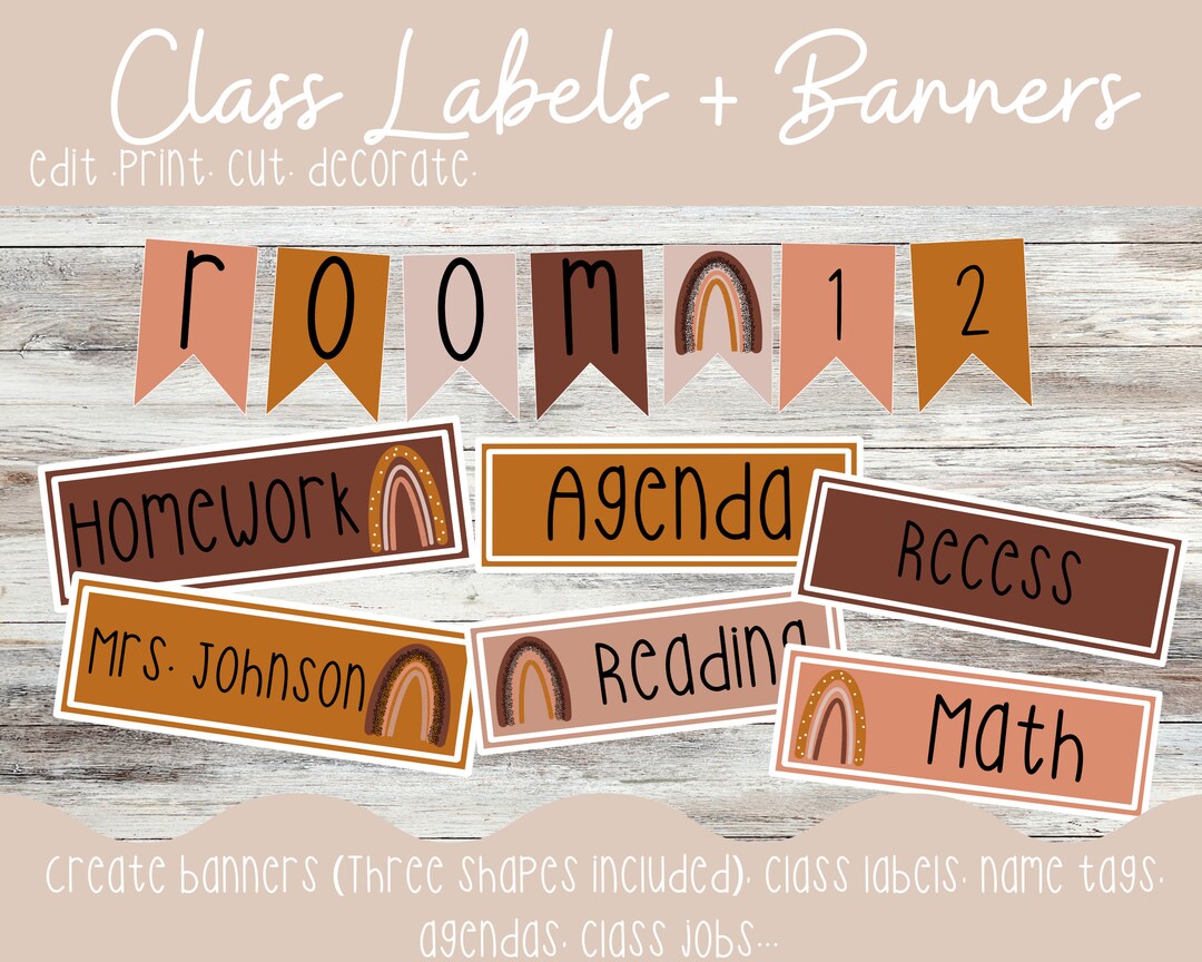 Neutral Boho Editable Classroom Decor Printable - Etsy