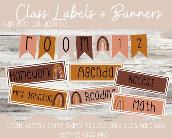 Neutral Boho Editable Classroom Decor Printable - Etsy