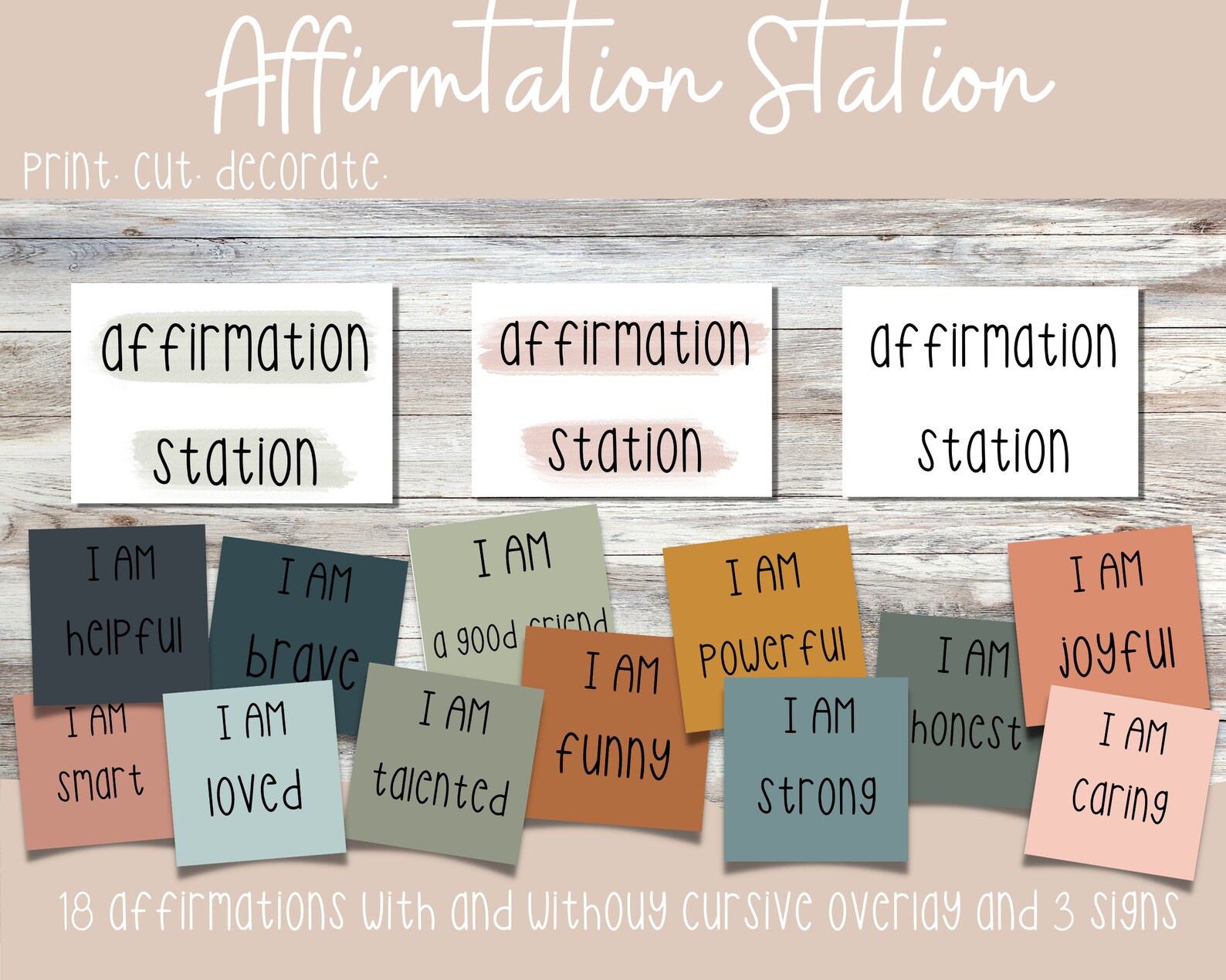 Affirmation Station Classroom Decor Printable Earth - Etsy