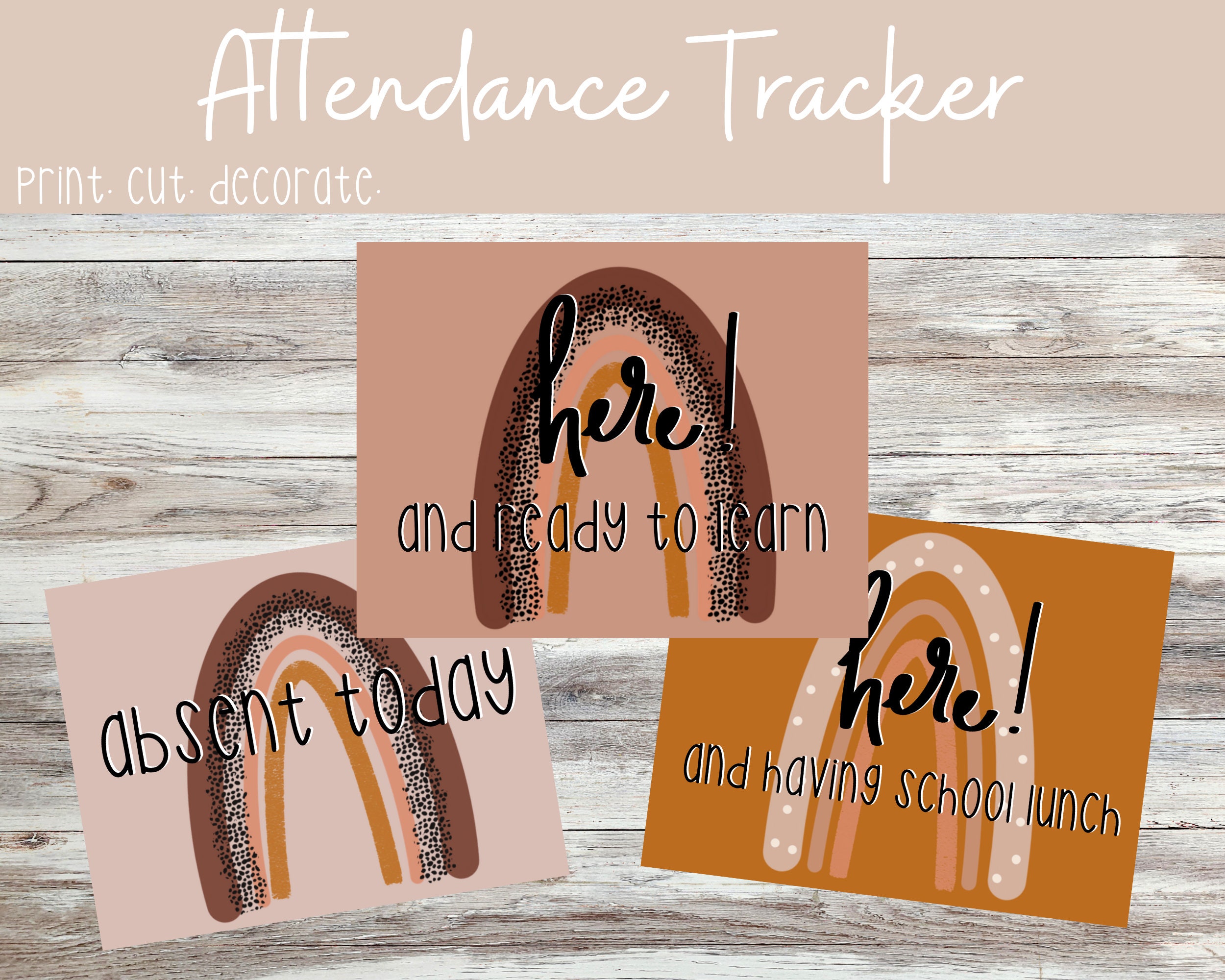 Neutral Boho Attendance Chart Classroom Decor Printable - Etsy