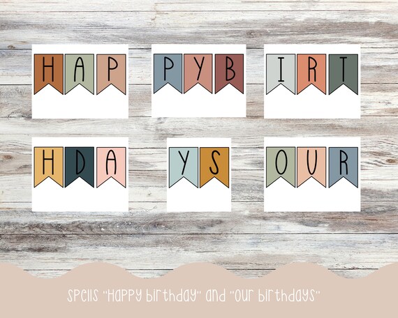 Classroom Decor Earth Tones Printable Earth Tones Classroom Birthday ...