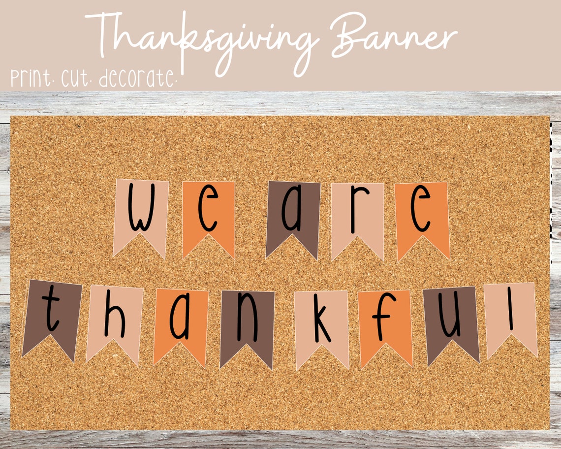 We Are Thankful Banner Classroom Decor Printable - Etsy