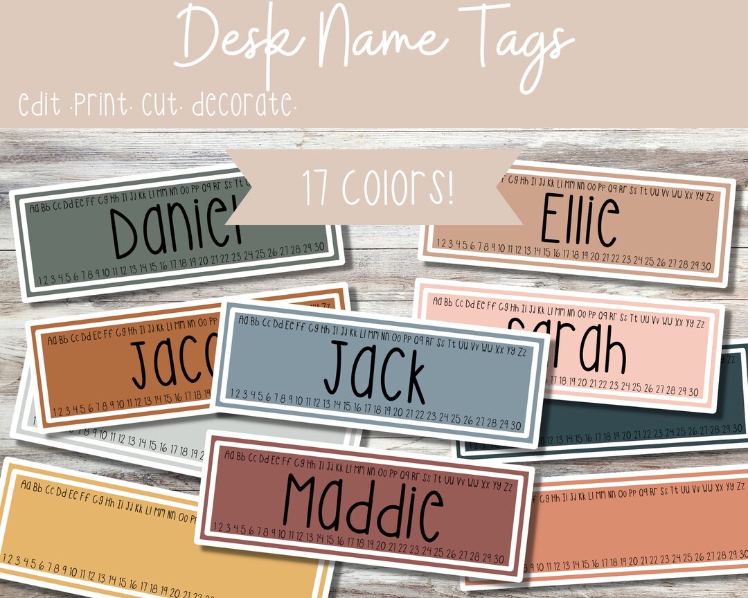 Earth Tones Desk Name Tags Editable Classroom Decor Printable - Etsy UK