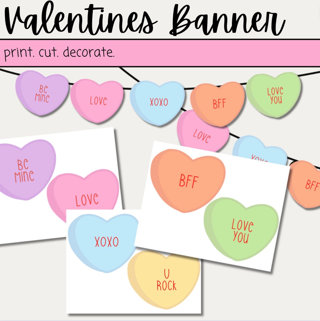 Valentines Conversation Hearts Banner Classroom Decor Printable - Etsy