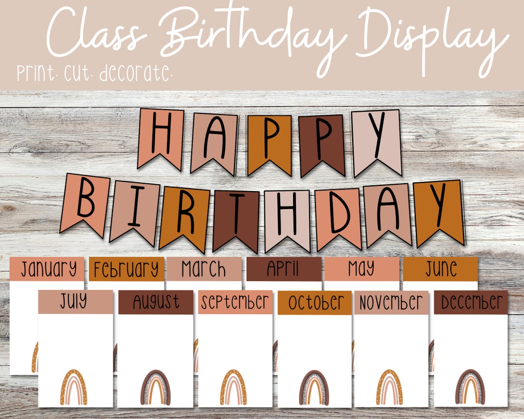 Neutral Boho Class Birthday Display Classroom Decor Printable - Etsy