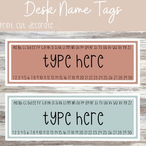 Earth Tones Desk Name Tags Editable Classroom Decor Printable - Etsy Canada