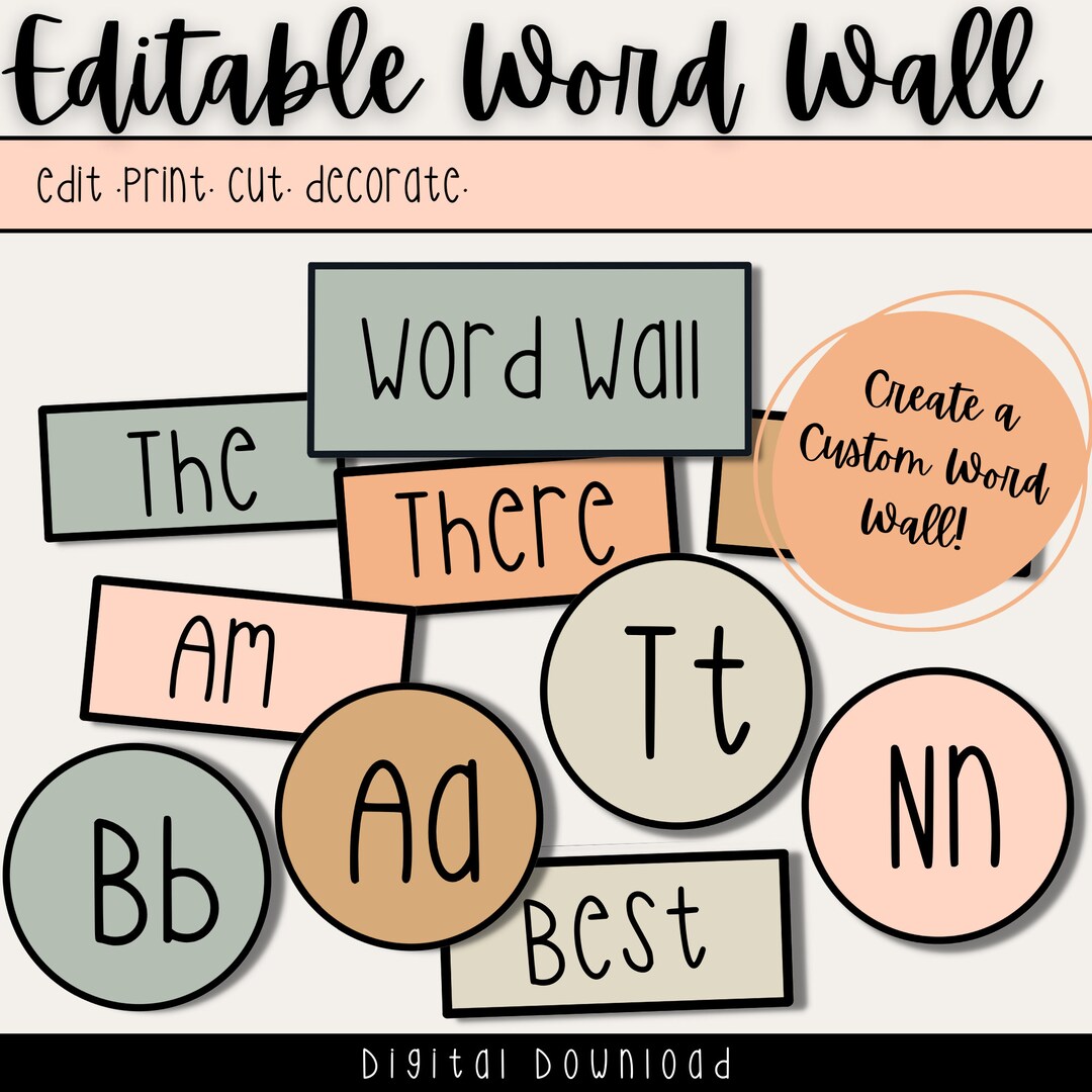 Soft Boho Word Wall Classroom Decor Editable Printable - Etsy Australia