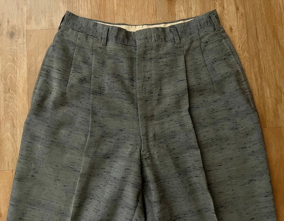 1950s Two Tone Fleck Windowpane Pattern Pleated Pants… - Gem