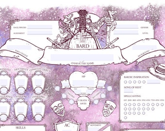 Bard Character Sheet D&D 5e - Etsy