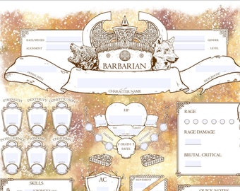 D&D 5e Barbarian Character Sheet - Etsy