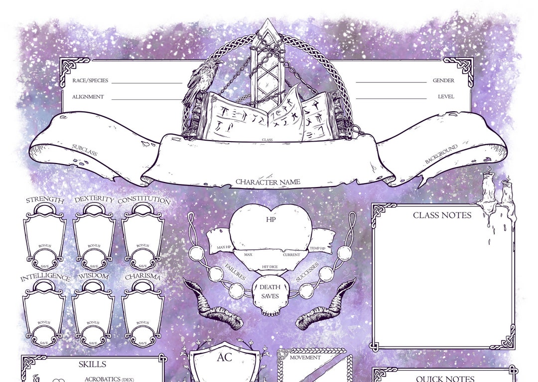 D&D 5E - the Mage - Character Sheets - Etsy