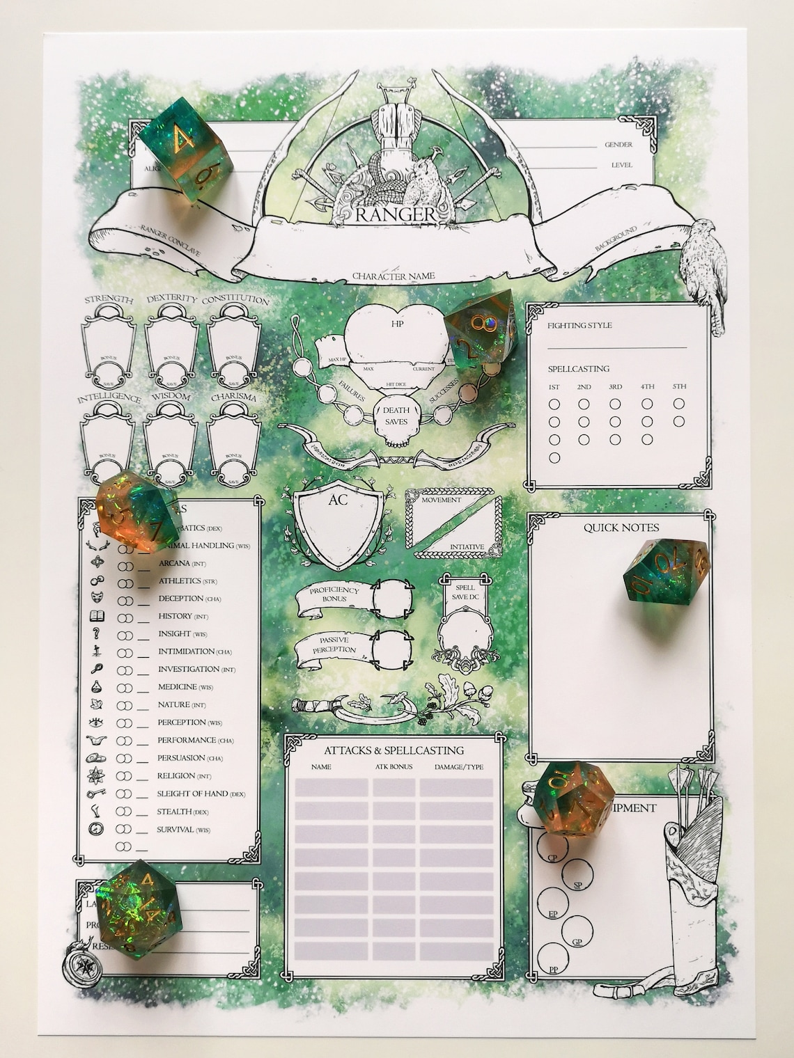Fillable D&D 5E - Ranger - Character Sheets - Etsy Canada