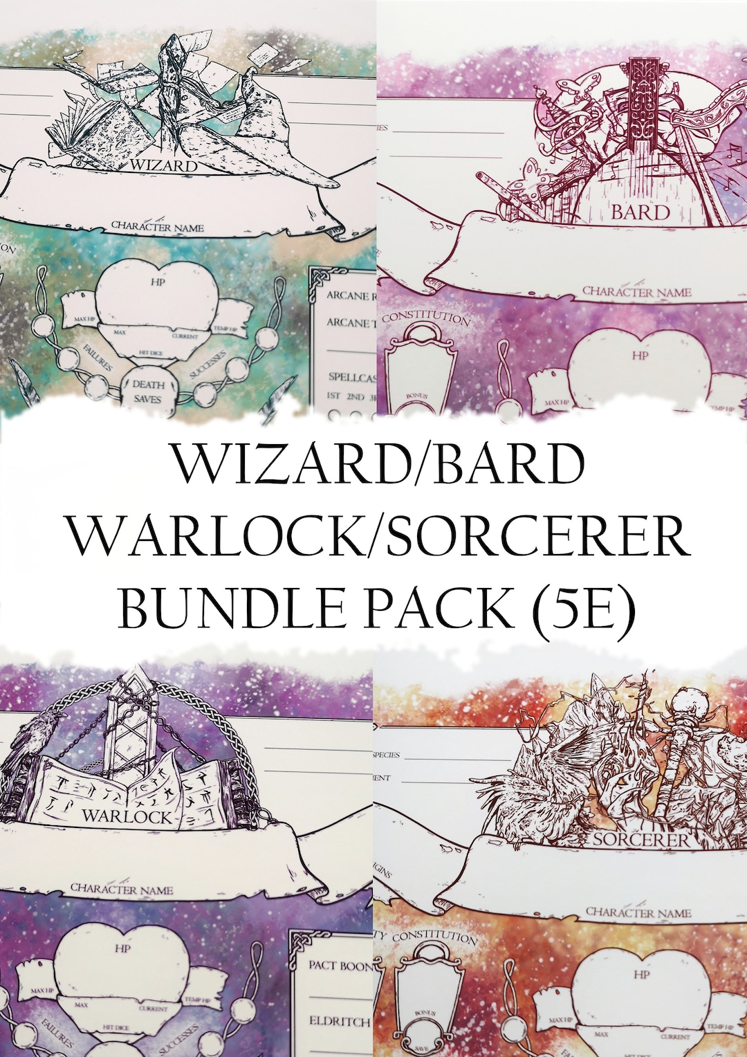 Wizard/sorcerer/warlock/bard Bundle Pack - D&D 5e Character Sheets - Etsy