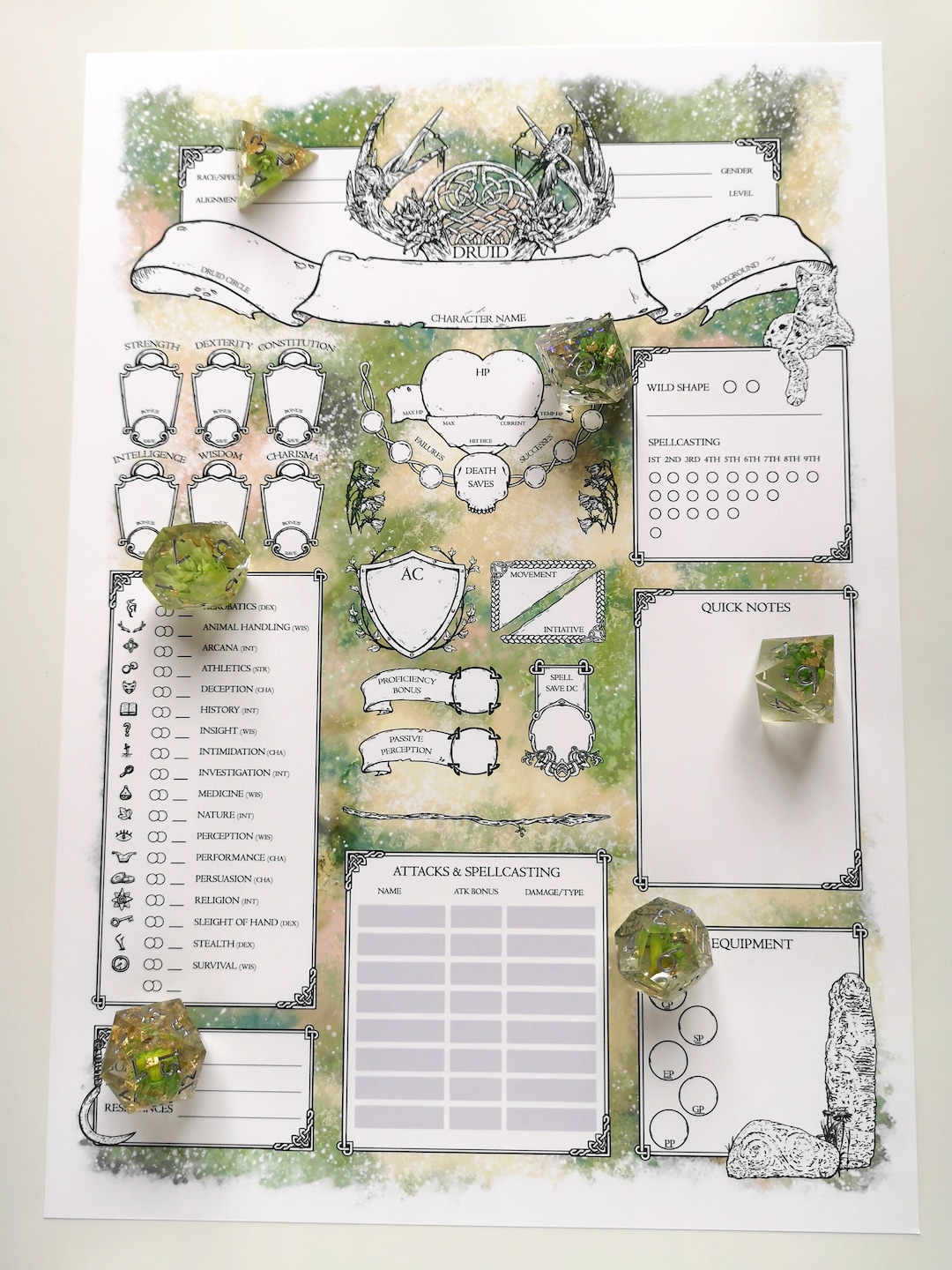 D&D 5E - Druid - Character Sheets - Etsy