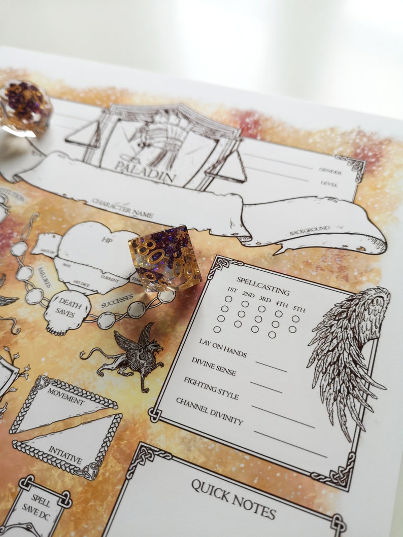 D&D 5E - Paladin - Character Sheets - Etsy