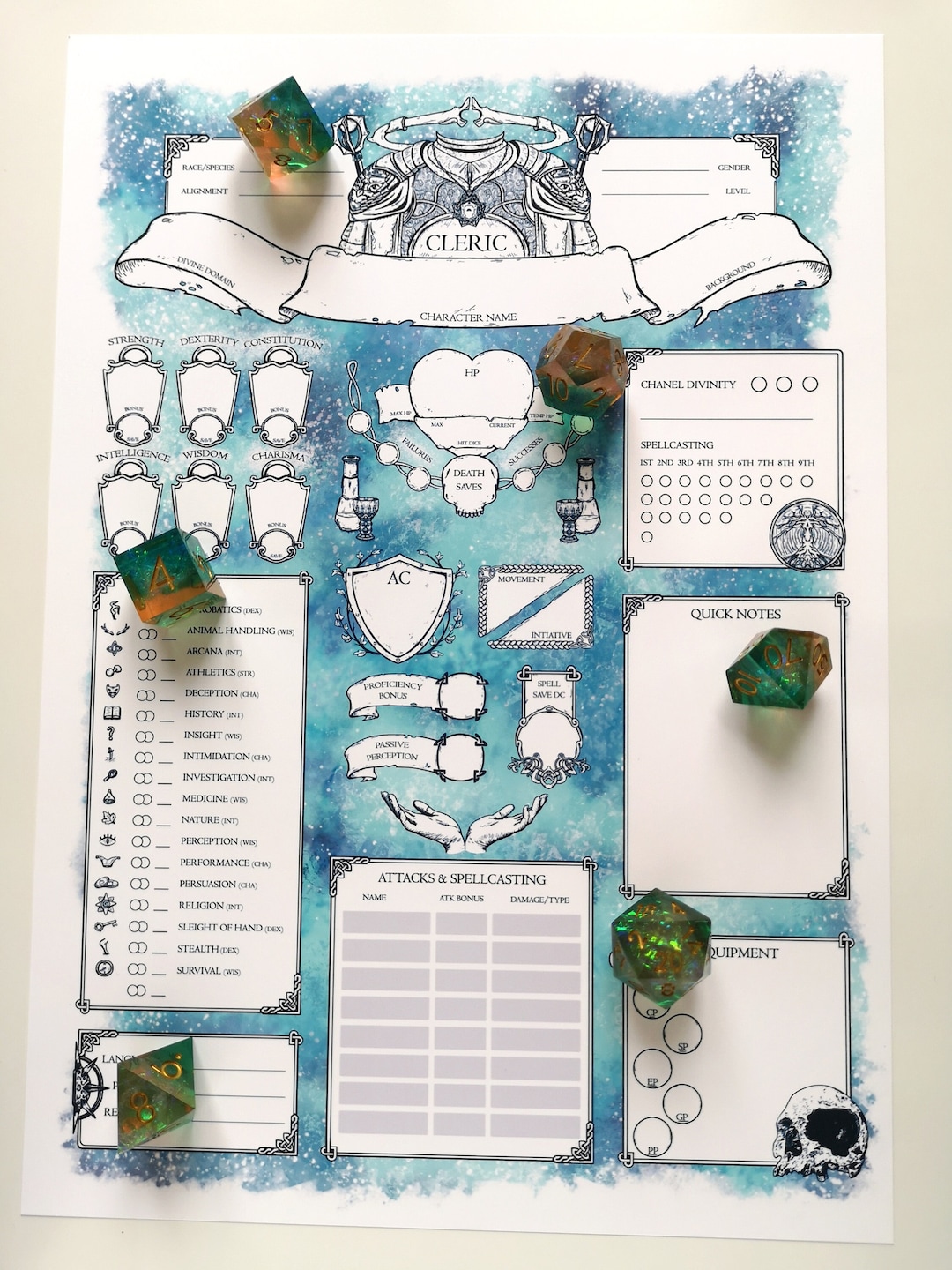 D&D 5E - Cleric - Character Sheets - Etsy