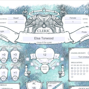 Fillable D&D 5E - Cleric - Character Sheets - Etsy