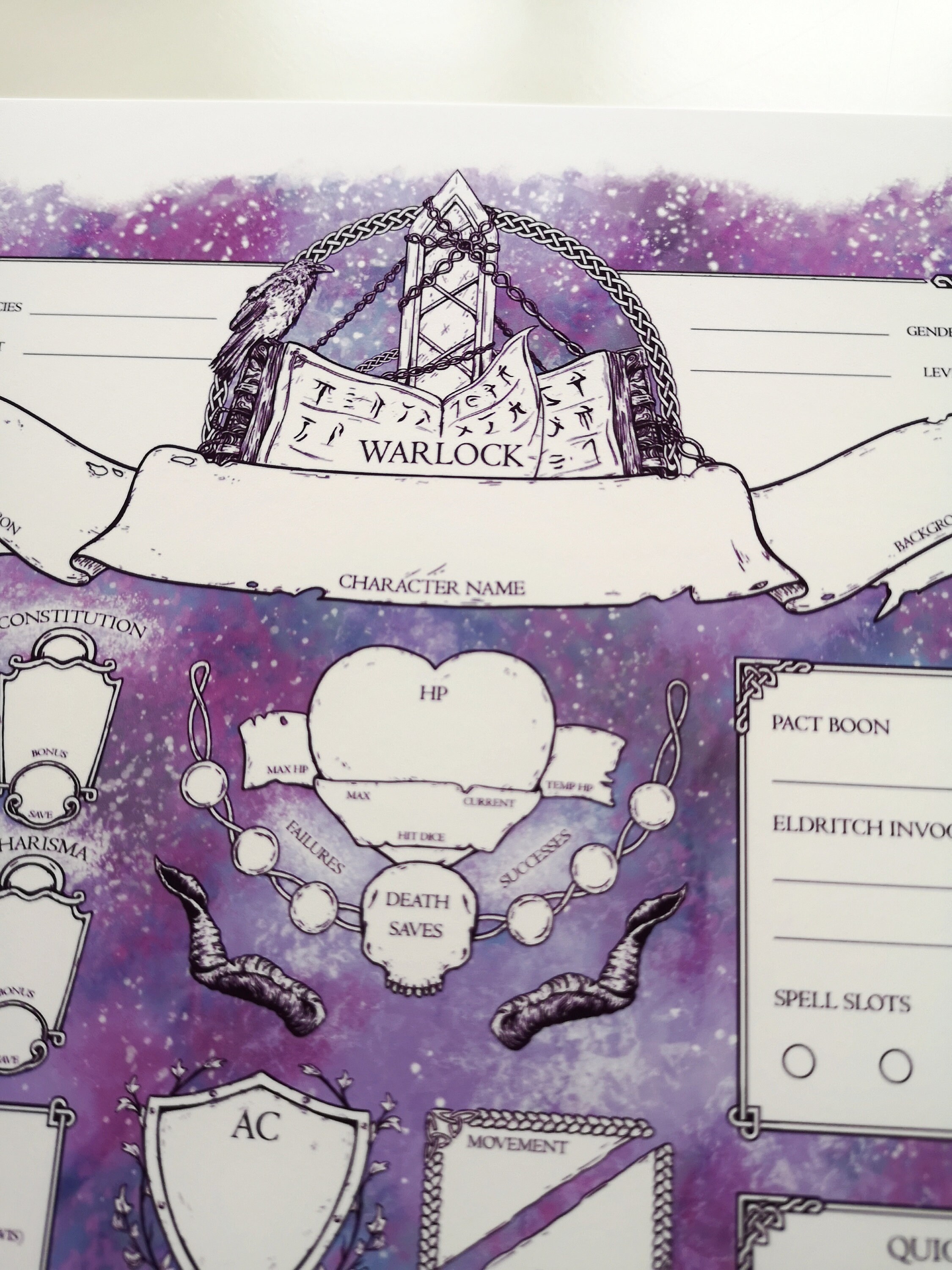 Fillable D&D 5E - Warlock - Character Sheets - Etsy Australia