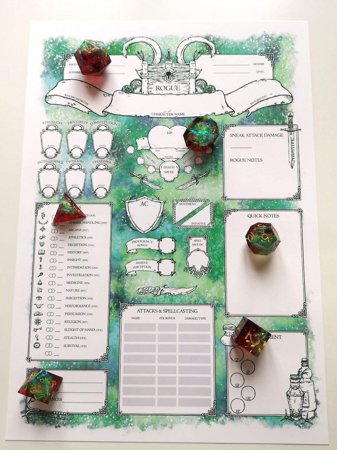 Hojas de personajes de D&D 5E Pícaro - Etsy España