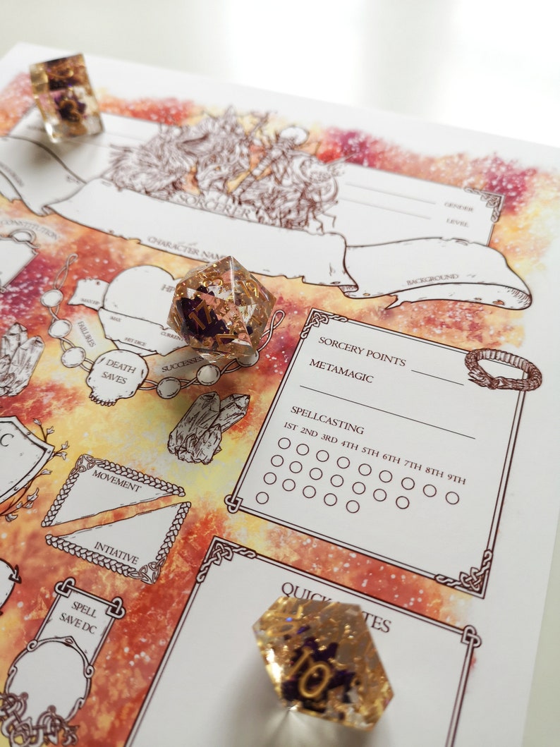 Fillable D&D 5E - Sorcerer - Character Sheets - Etsy