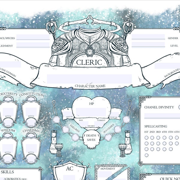 Dnd 5e Cleric Character Sheet - Etsy