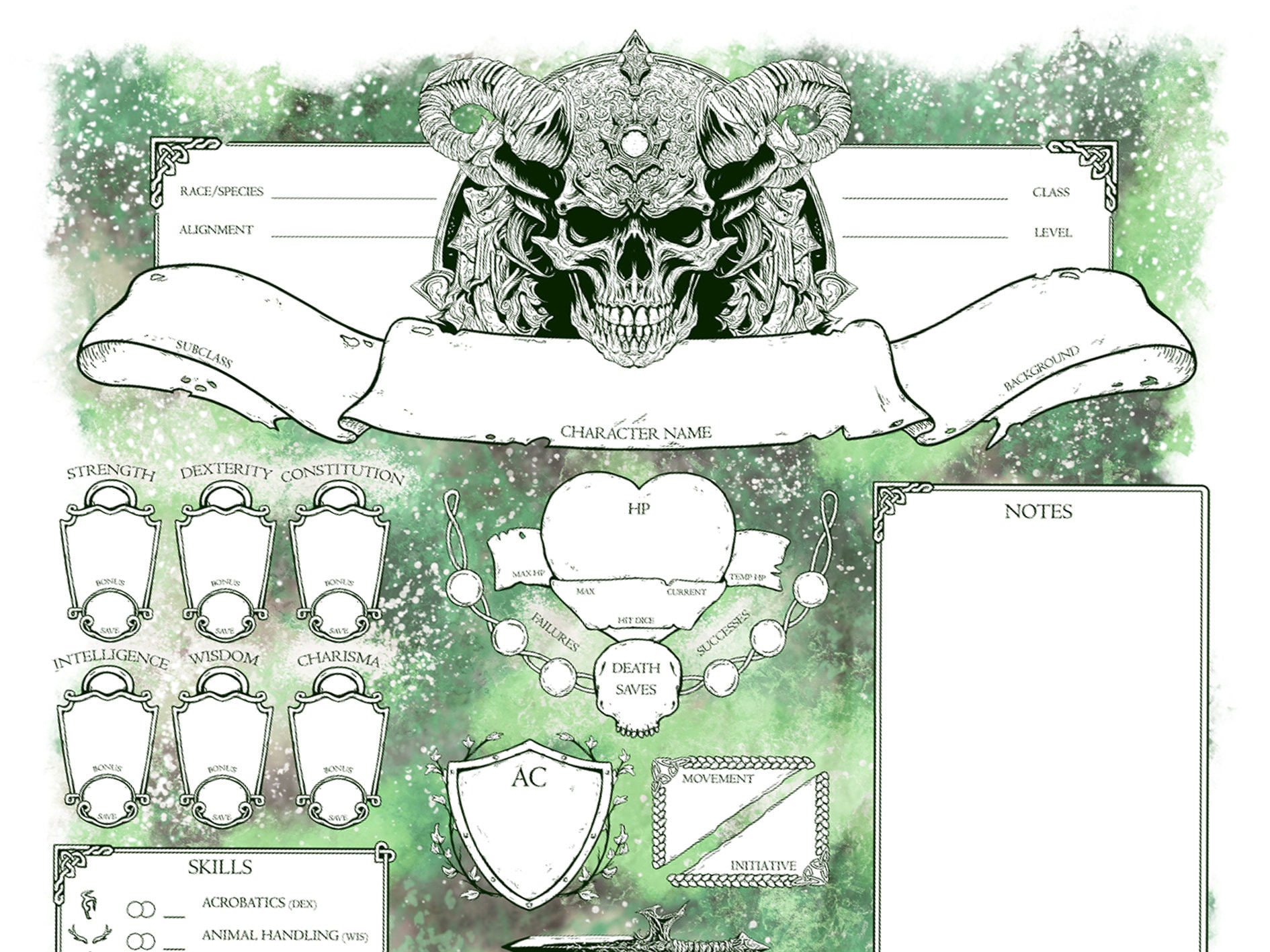 D&D 5E - the Lich - Character Sheets - Etsy