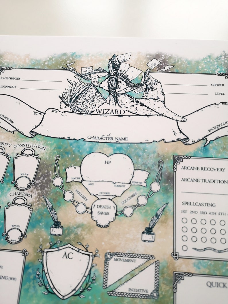 Fillable D&D 5E Wizard Character Sheets - Etsy UK