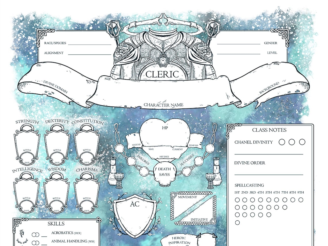 D&D 5E 2024 - Cleric - Character Sheets - 6 Page PDF - Etsy
