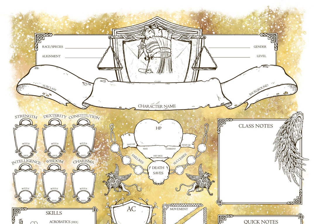 D&D 5E - the Holy Champion - Character Sheets - Etsy