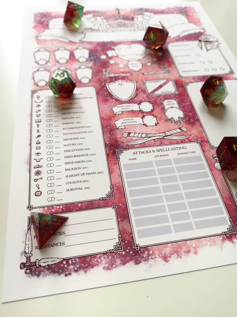 Fillable D&D 5E - Fighter - Character Sheets - Etsy