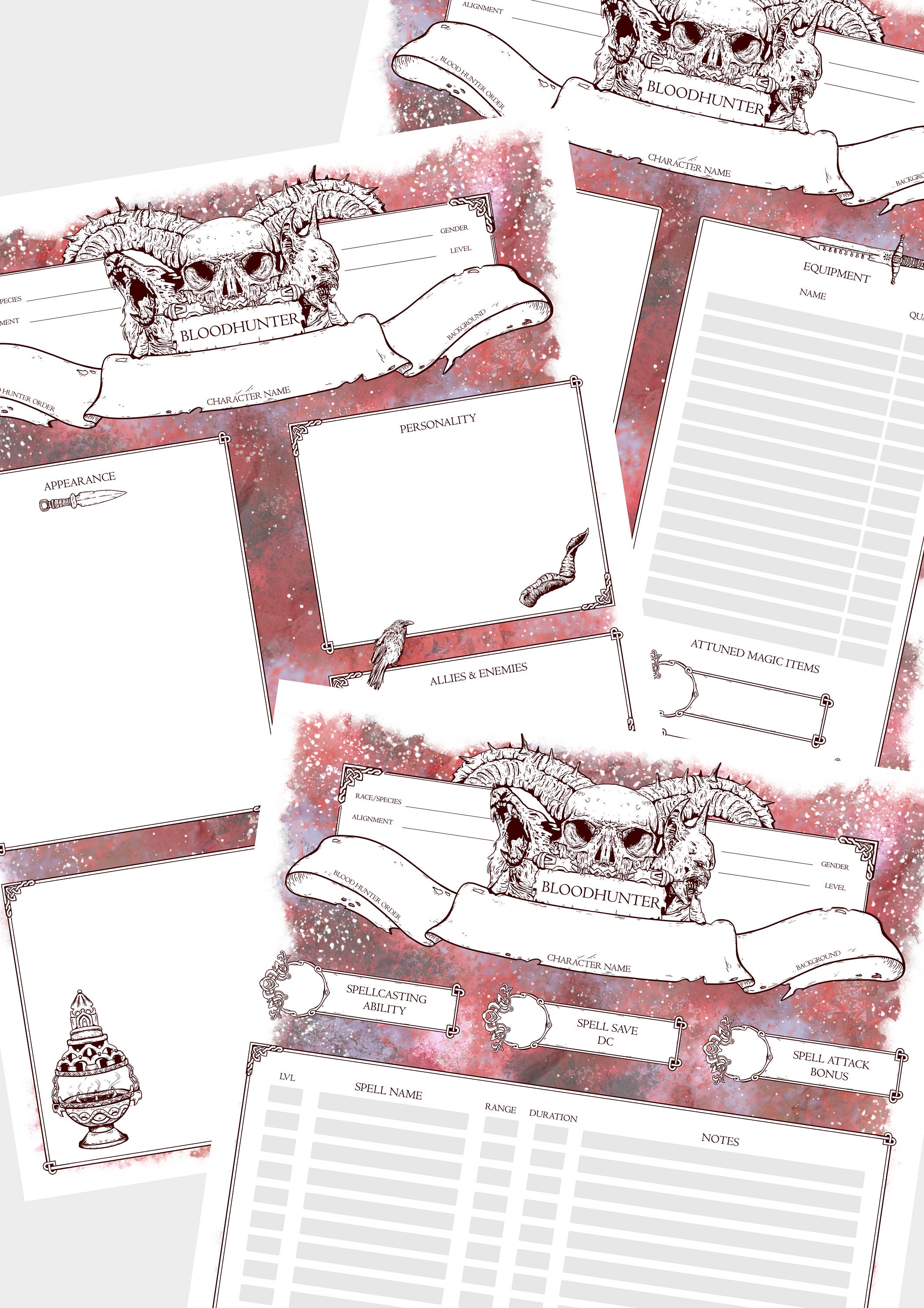 D&D 5E - Bloodhunter - Character Sheets - Etsy