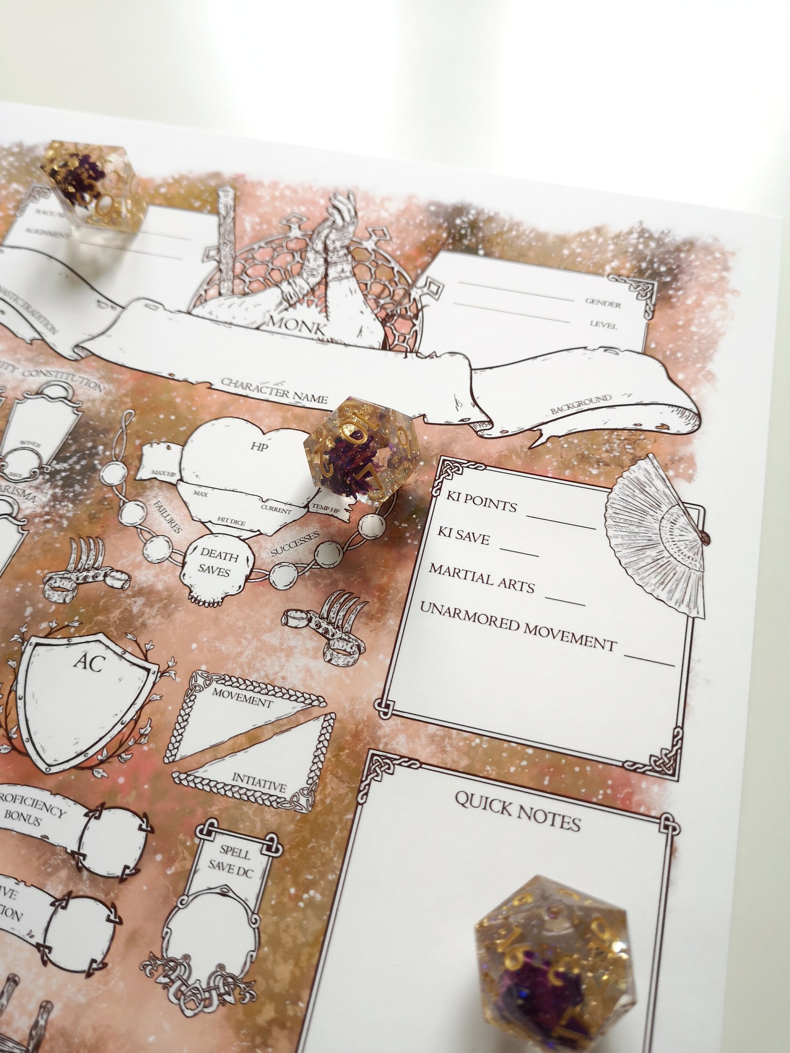 Buy Limbo Character Sheets D&D 5E Monk Online in India - Etsy