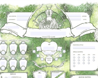 Ranger Character Sheet D&D 5e - Etsy