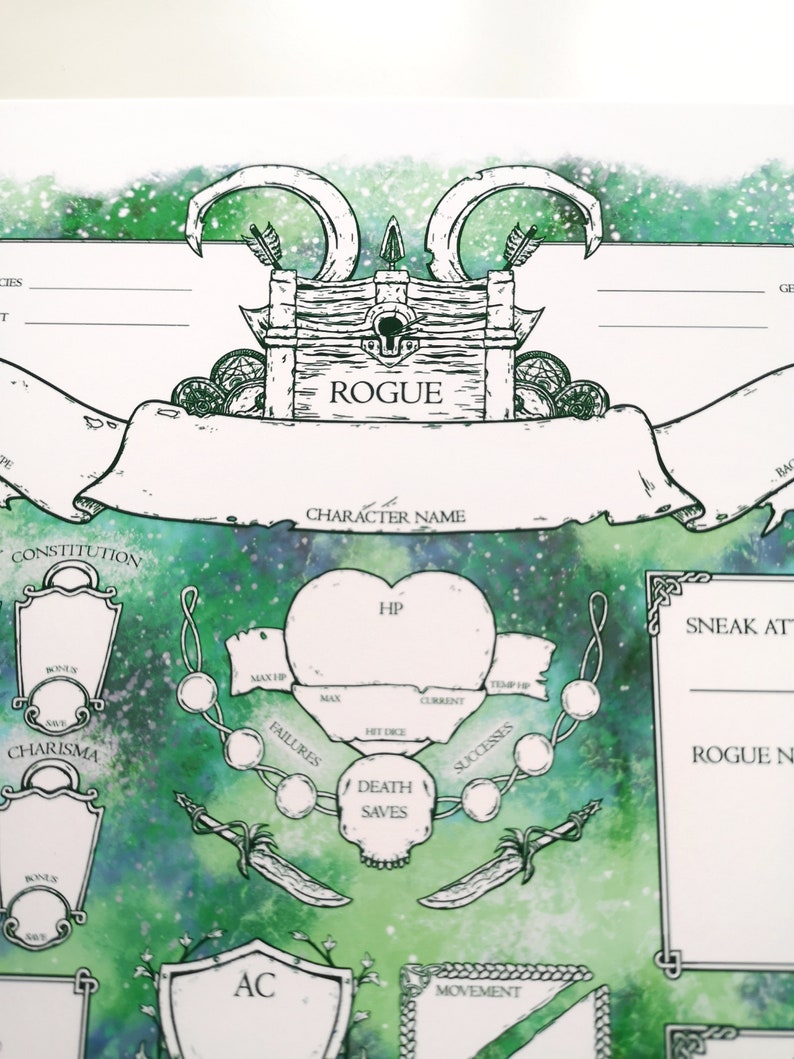 Fillable D&D 5E - Rogue - Character Sheets - Etsy