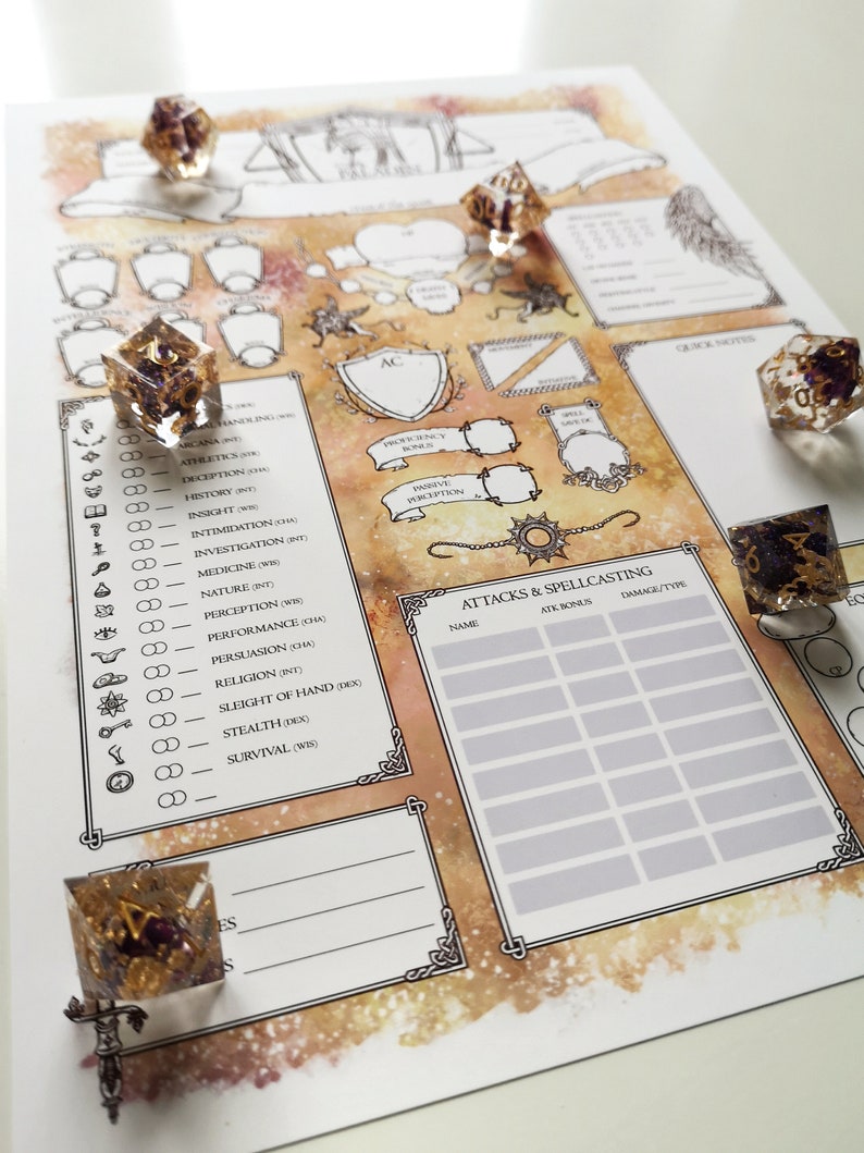 D&D 5E - Paladin - Character Sheets - Etsy