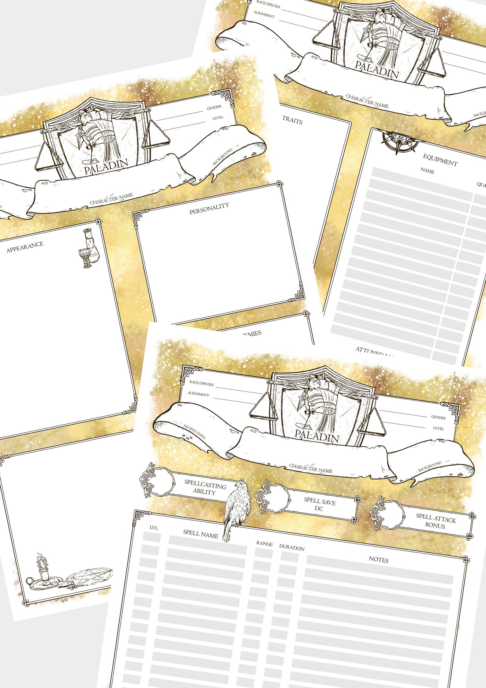 D&D 5E Paladin Character Sheets - Etsy