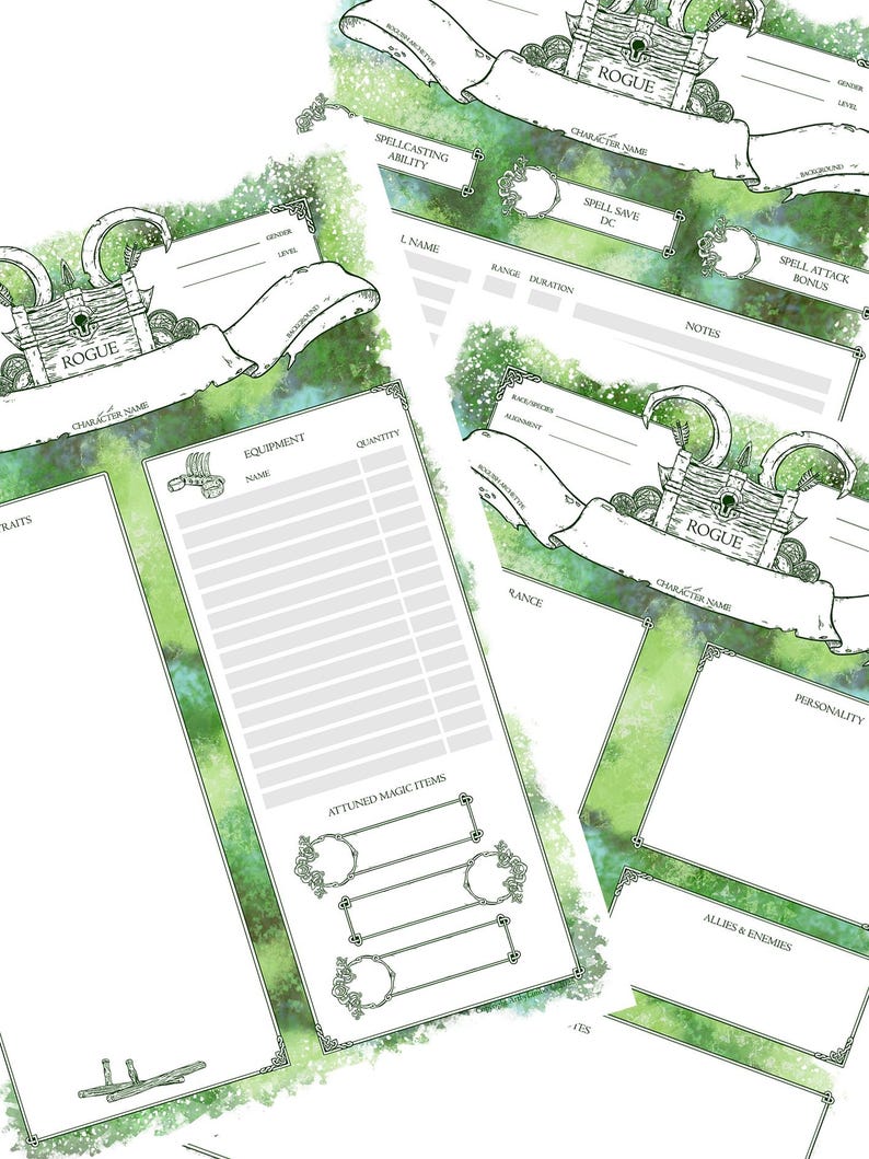 D&D 5E 2024 - Rogue - Character Sheets - 6 Page PDF - Etsy