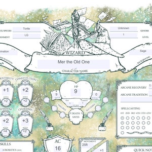 Fillable D&D 5E - Wizard - Character Sheets - Etsy